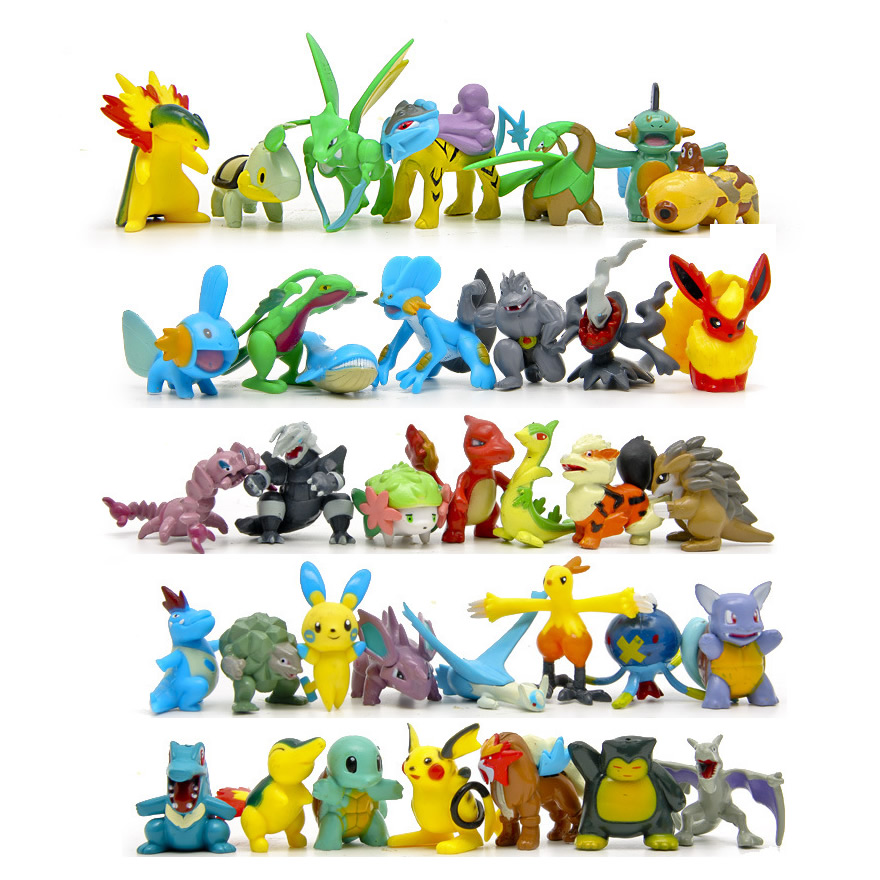 100Pcs Set Pokemon Pikachu Roles Action Figures PVC Toys 4-6cm/1.5-2 ...