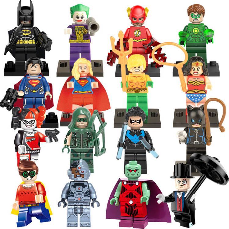 16Pcs DC Super Heroes Batman Wonder Woman Superman Aquaman The Flash ...