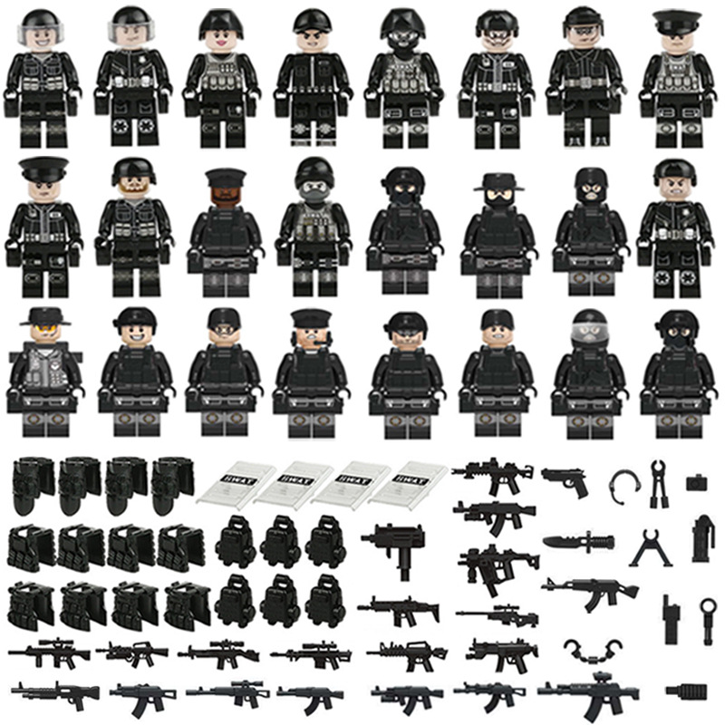 24Pcs Set SWAT Military Soldiers Minifigures Building Blocks Mini ...