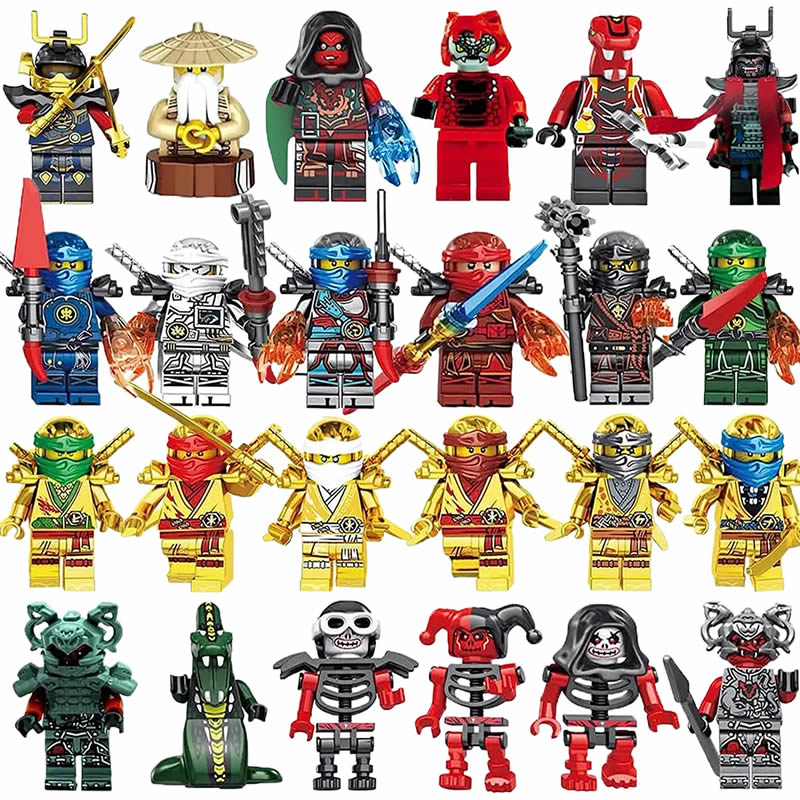 24Pcs Ninjago Minifigures with Weapons Sets Battle Building Blocks Mini ...