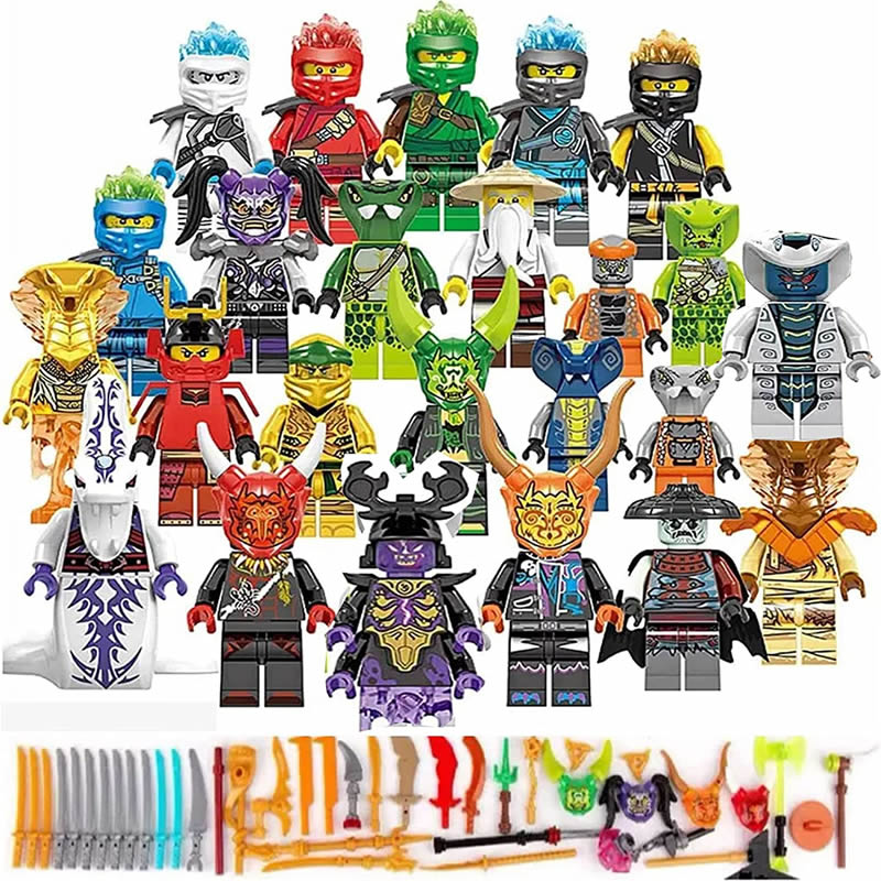 24Pcs Set Ninjago Anime Minifigures with Luxury Ninja Weapons Mini ...