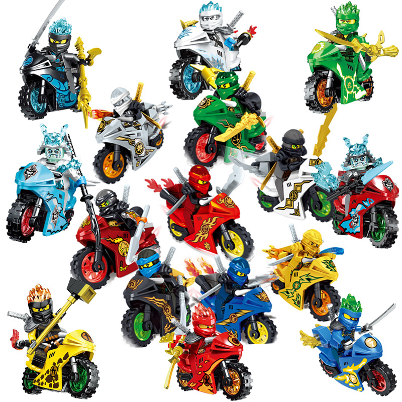 16Pcs Ninjago Minifigures Set with Motorcycles Building Blocks Mini ...