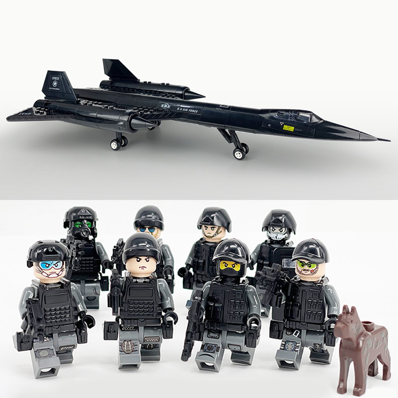 8Pcs USAF Military Minifigures M8012 with SR-71 Blackbird Spy Plane ...