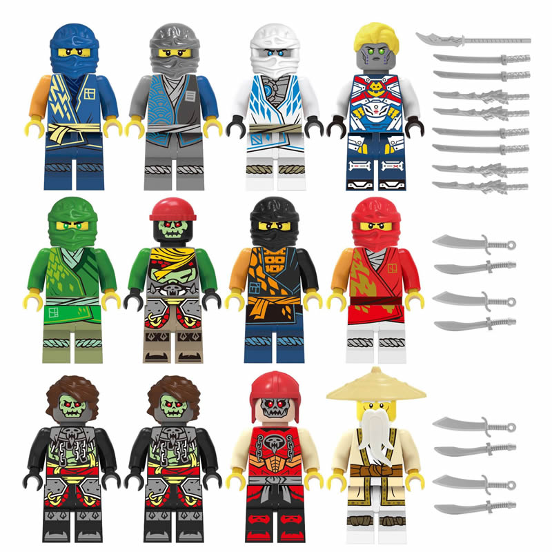 12Pcs Ninjago Minifigures MOC Building Blocks Mini Figure Toys Set M8091