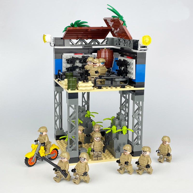 Military WW2 The Scout Tower Building Blocks Set + 8 Soldiers ...