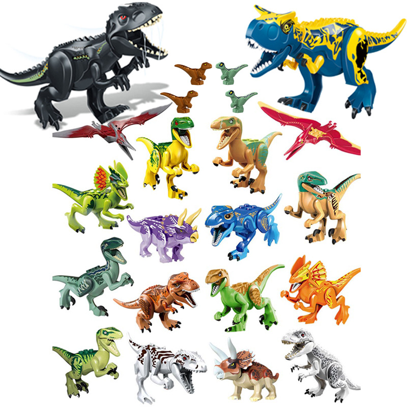 22Pcs MOC Dinosaurs Action Figures Jurassic World Dino Building Blocks ...