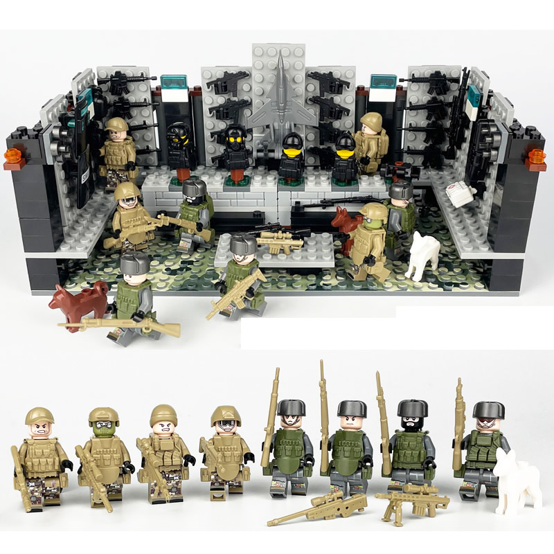 Military Armory Depot Building Blocks Kit with 8 Soldiers Minifigures ...