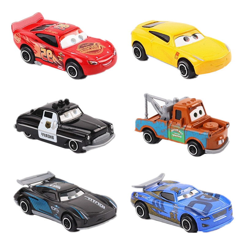 6Pcs 1/64 Cars Lightning McQueen Mater Action Figures Garage Kits Alloy ...