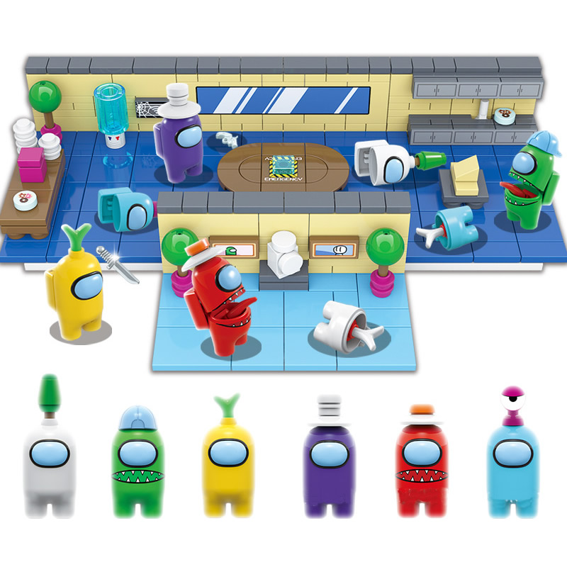 Among Us 4-In-1 Office Scene Building Blocks Mini Figures DIY Bricks ...