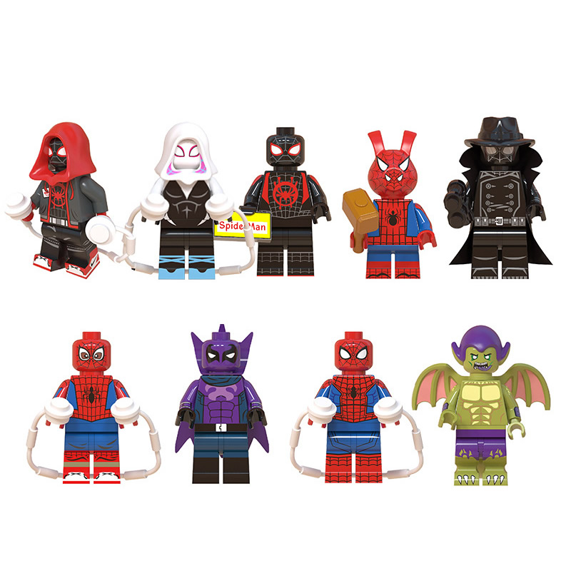 9-Pack Super Heroes Spider Man Building Blocks Assembly Mini Action ...