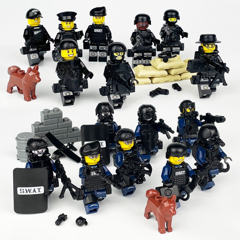 16Pcs SWAT Military Series Soldiers Minifigures Set Building Blocks ...