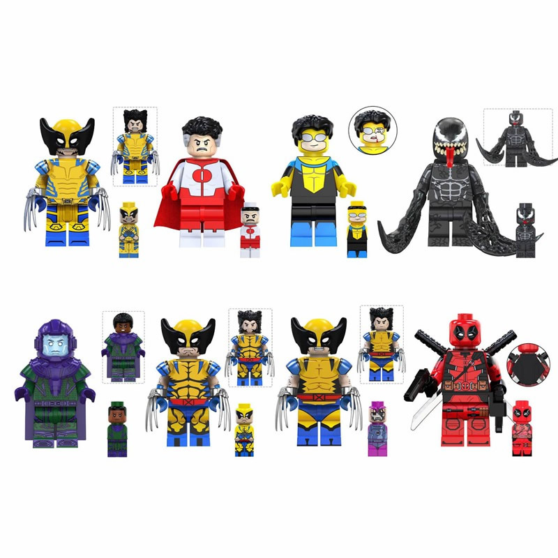 8-Pack Super Heroes Wolverine Omni Man Invincible Riot Building Blocks ...
