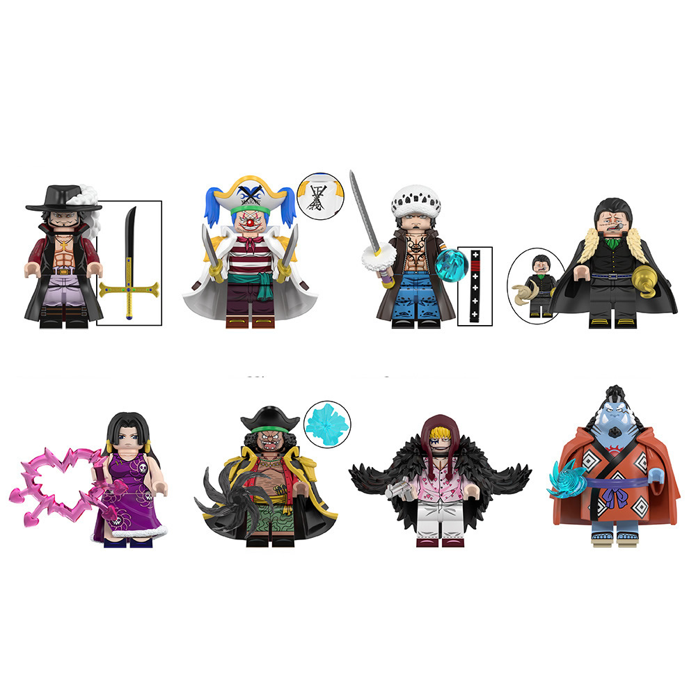 8-Pack One Piece Building Blocks Dracule Mihawk Buggy Mini Figures DIY ...