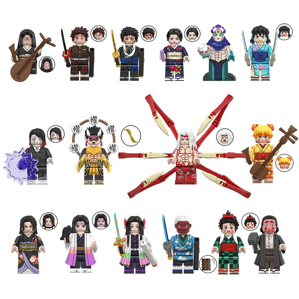 16-Pack WM Blocks Demon Slayer Anime Building Block Mini Action Figures ...