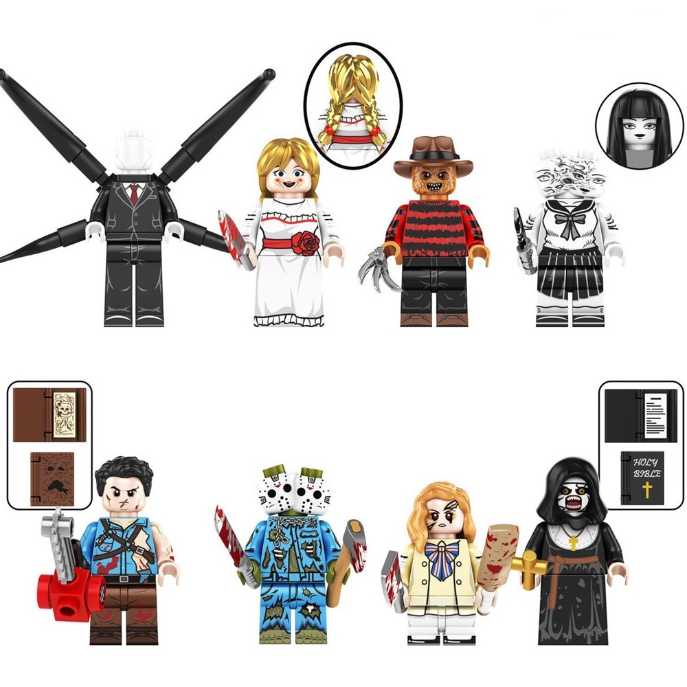 8-Pack Halloween Series Building Blocks Slender Man Nun Mini Action ...