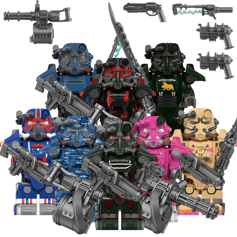 8-Pack Fallout Game T-45 Power Armor Mini Action Figures Building Blocks DIY Bricks Toys Kid ...